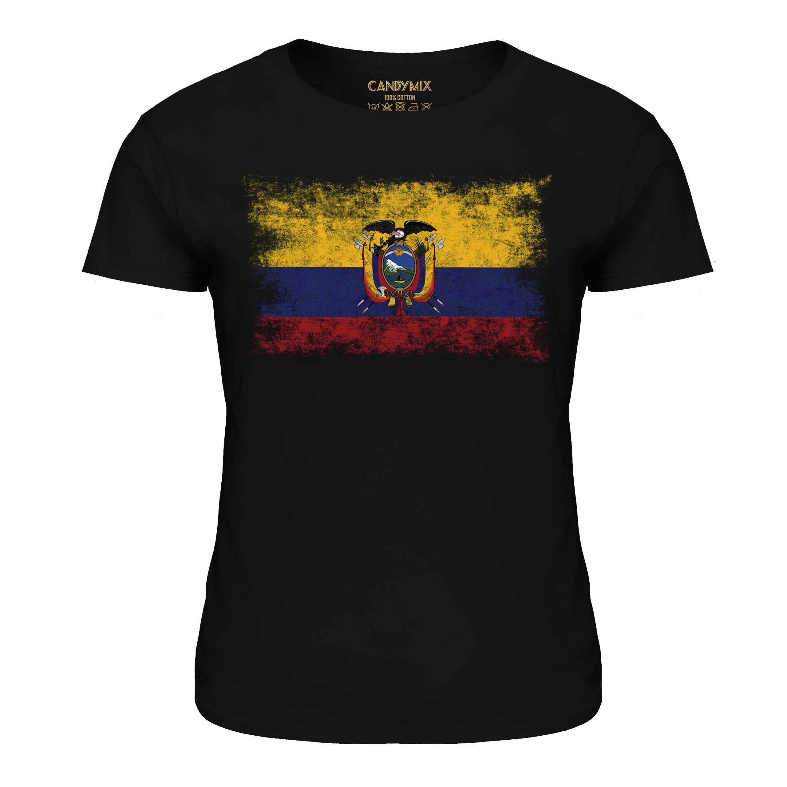 ECUADOR DISTRESSED FLAG LADIES T-SHIRT TOP ECUADORIAN SHIRT FOOTBALL ...