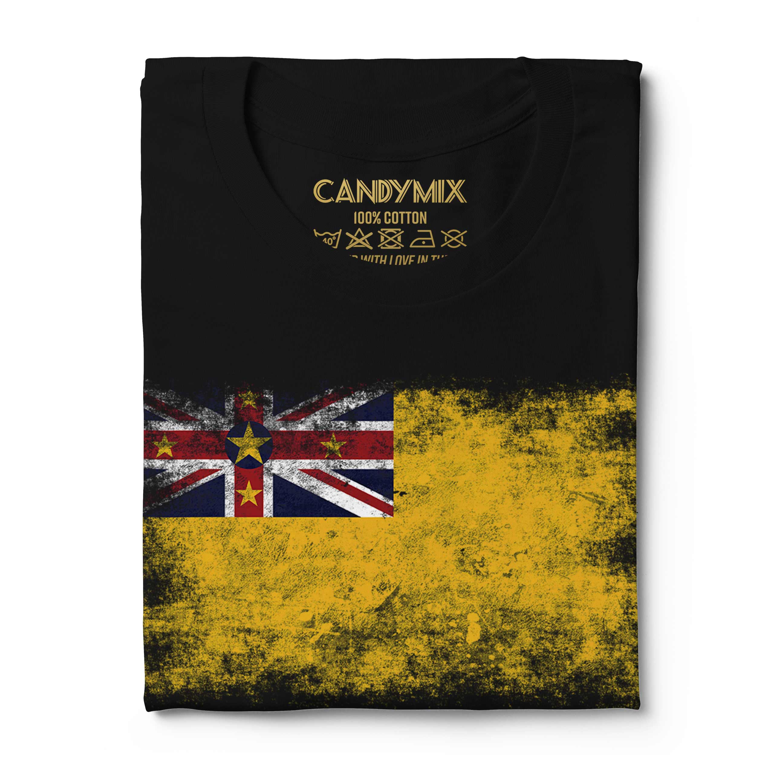 NIUE DISTRESSED FLAG MENS T-SHIRT TOP NIU? FOOTBALL NIUEAN GIFT SHIRT ...