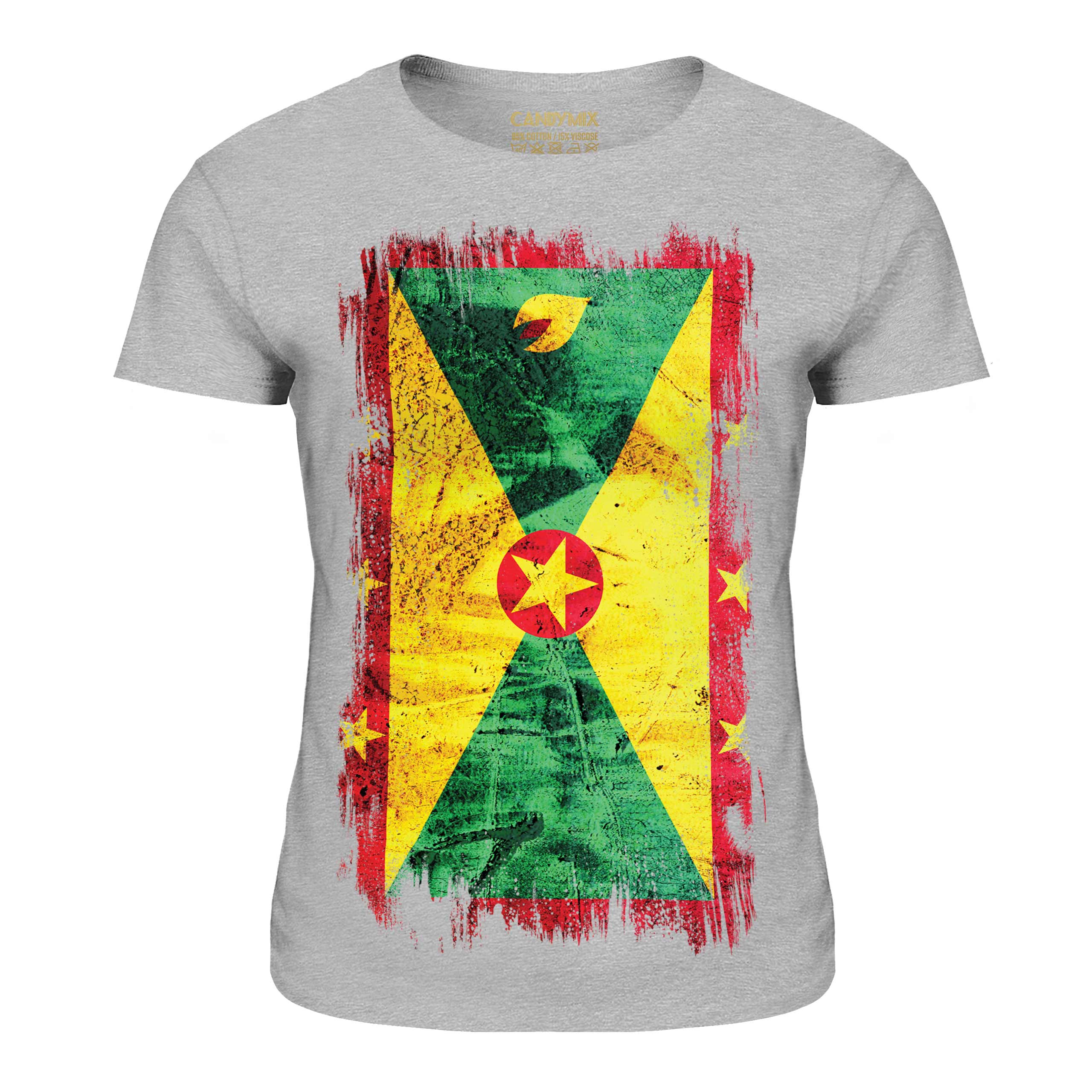 GRENADA GRUNGE FLAG LADIES T-SHIRT TEE TOP GRENADIAN SHIRT FOOTBALL ...