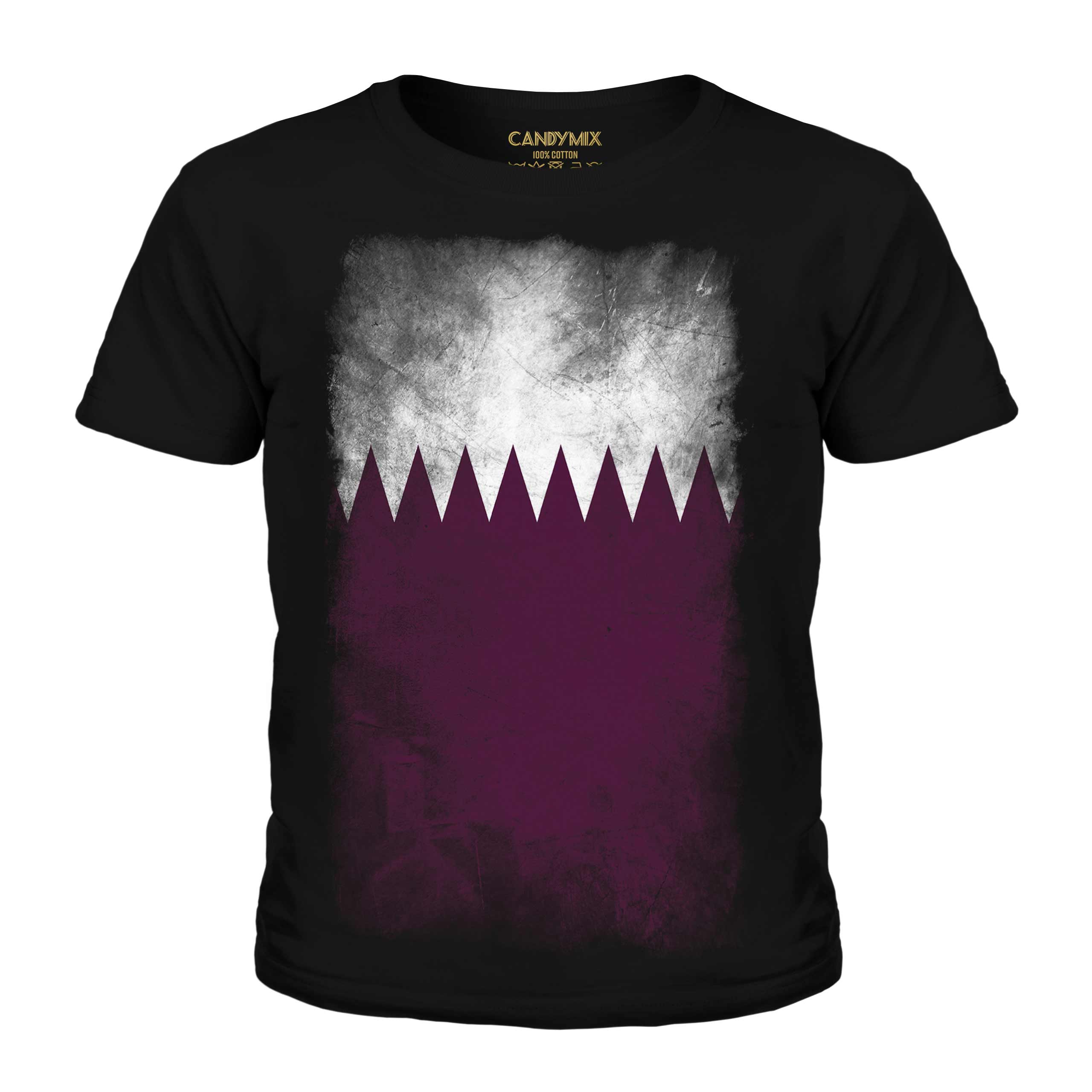 QATAR FADED FLAG KIDS T-SHIRT TEE TOP QA?AR FOOTBALL QATARI GIFT SHIRT ...