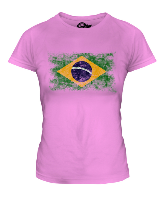 BRAZIL DISTRESSED FLAG LADIES T-SHIRT TOP BRASIL FOOTBALL BRAZILIAN ...