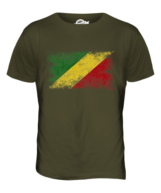 CONGO DISTRESSED FLAG MENS T-SHIRT TOP CONGOLESE SHIRT FOOTBALL JERSEY ...