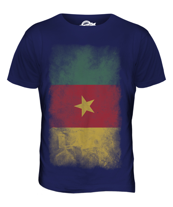 CAMEROON FADED FLAG MENS T-SHIRT TEE TOP CAMEROUN FOOTBALL CAMEROONIAN ...