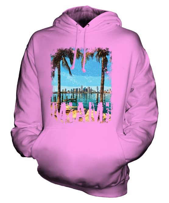 MIAMI GRUNGE PRINT UNISEX HOODIE SWAG TOP BEACH FLORIDA LONG SLEEVE ...