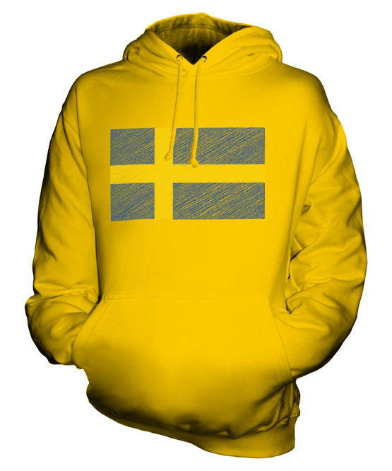 SWEDEN SCRIBBLE FLAG UNISEX HOODIE TOP GIFT SVERIGE SWEDISH | eBay